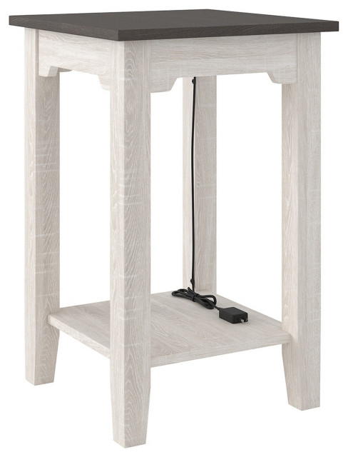 Benzara BM226544 Wooden Side End Table with USB Ports,Cord, Antique ...