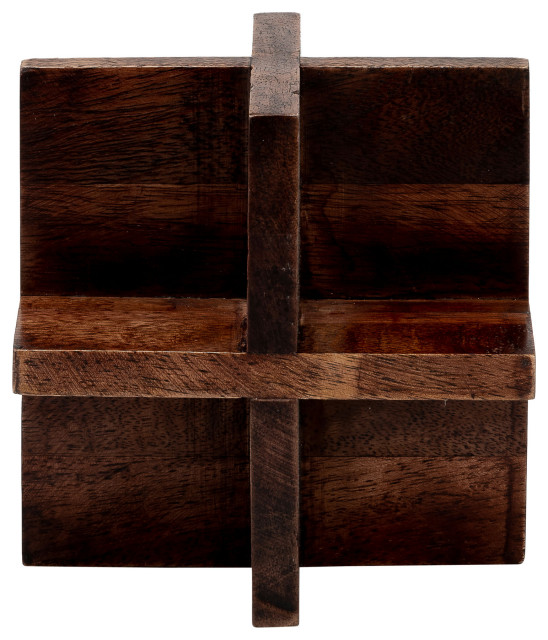 6", Cross Wooden Orb, Brown - Rustic - Decorative Objects And Figurines ...