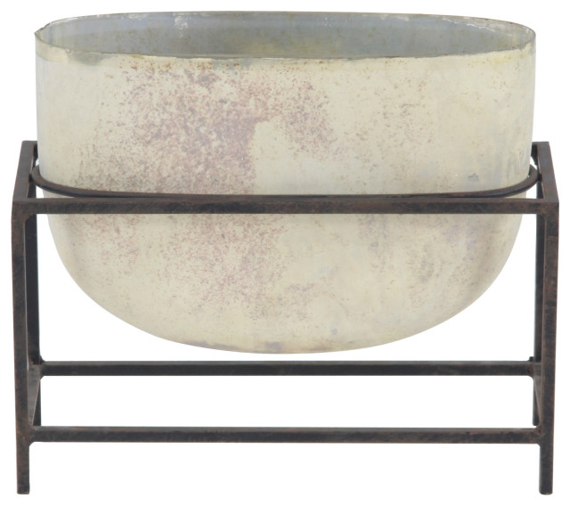 Rustic Cream Glass Vase 53776, 13" x 5" x 11" - Farmhouse - Vases - by ...