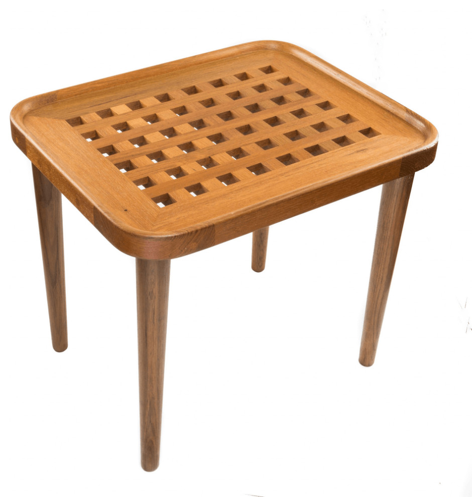 18" Brown Solid Wood Rectangular End Table - Midcentury - Side Tables ...