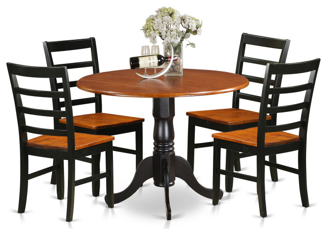 Dlpf5-Bch-W, 5-Piece Kitchen Table Set, Dining Table and 4 Wooden ...