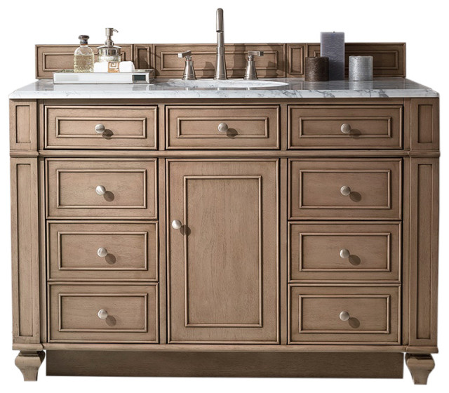 James Martin 157-V48-WW-3CAR 48" Whitewashed Walnut vanity w/ Carrara ...