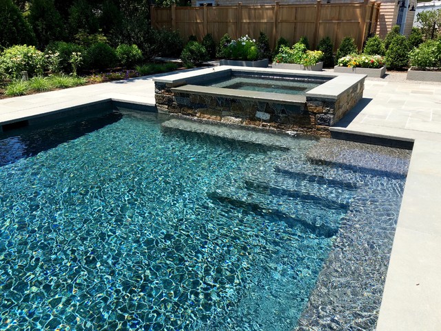 Ocean Blue Pebble Sheen w/ Rodio Tile - Beach Style - Boston - by ...