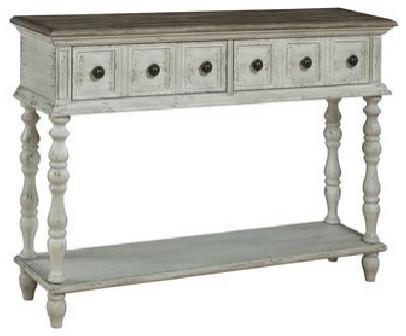 Traditional Console Table, Unique Turned Legs & 2 Drawers, Distressed ...