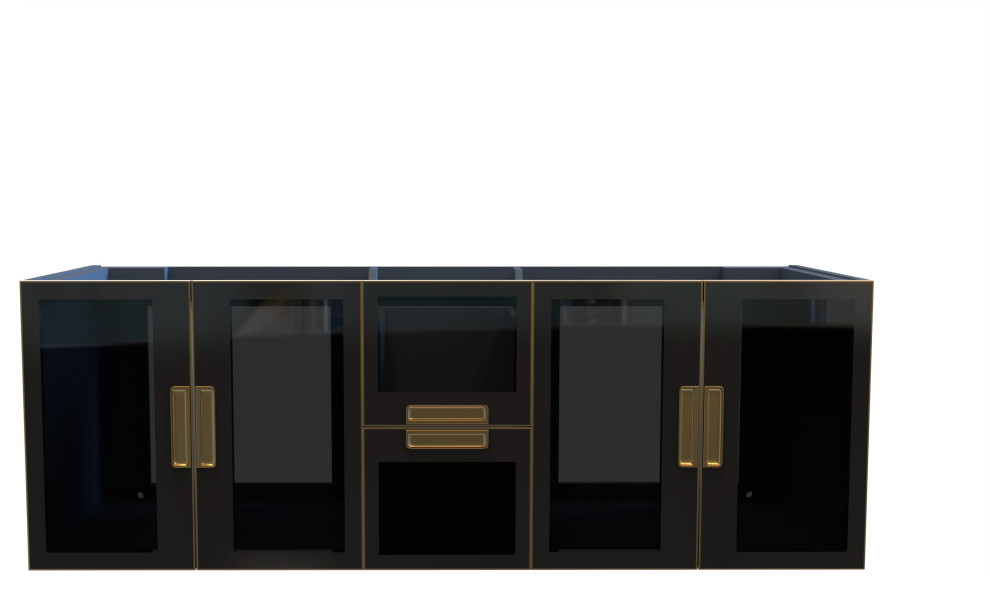 CastelloUSA Solaria Glass Facade Floating Solid Wood Vanity, 60 ...