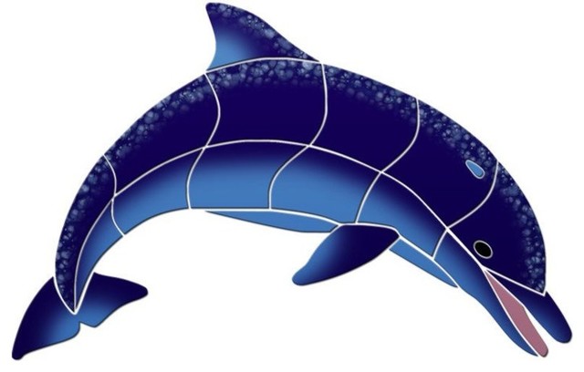 Down Swimming Dolphin Ceramic Swimming Pool Mosaic 12x8 Beach