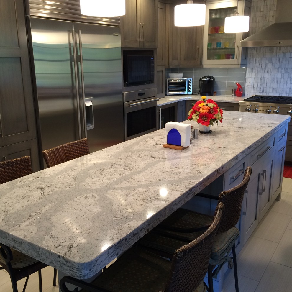 Cambria Quartz Summerhill on Grey Cabinets - Modern - Kitchen - Other ...