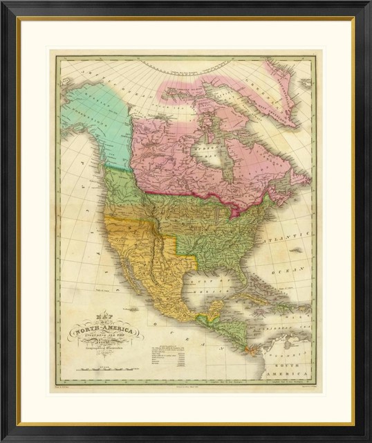 Map, North America All The Recent Geographical Discoveries, 1826, 23"x1 ...