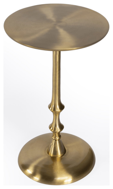 19" Gold Aluminum Round Pedestal End Table - Traditional - Side Tables ...