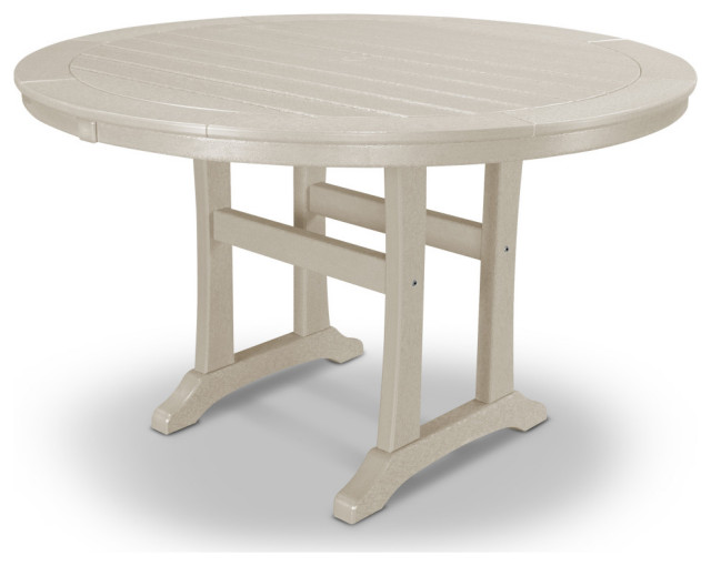 Polywood Nautical Trestle 48" Round Dining Table - Beach Style ...