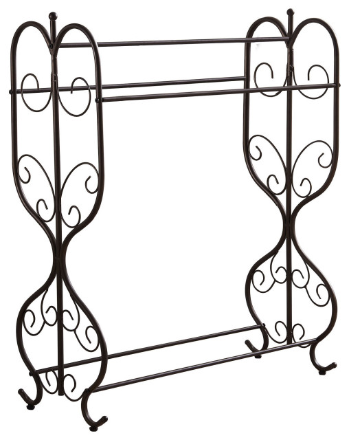 Freestanding Pewter Metal Towel Rack Stand, Blanket Rack ...