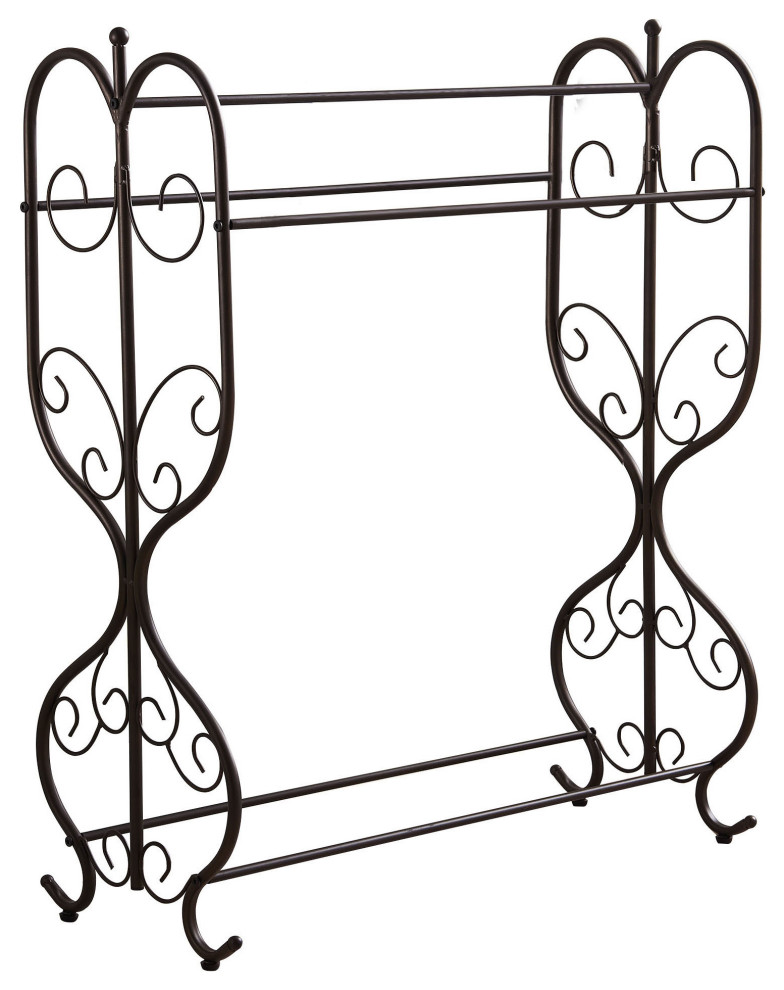 Freestanding Pewter Metal Towel Rack Stand, Blanket Rack ...