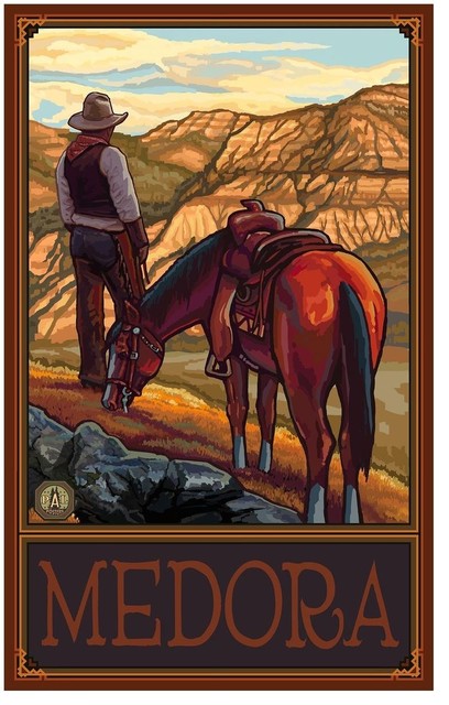 by Artist Paul A. Lanquist Medora North Dakota Cowboy On Art Print, 30 ...