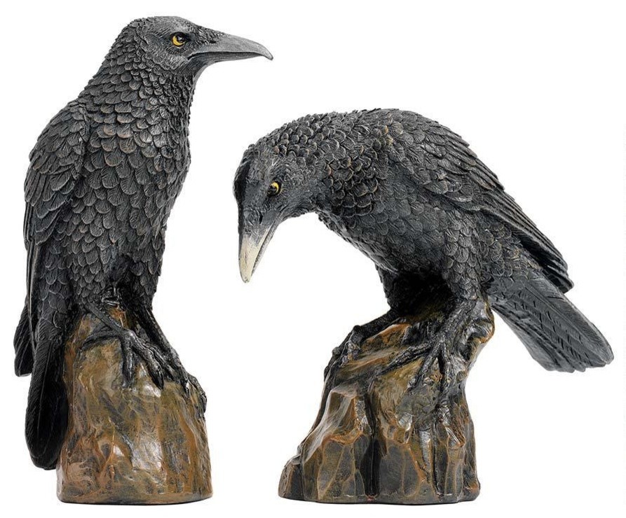 Black Night Raven Table Statue - Set of 2 - Traditional - Decorative ...