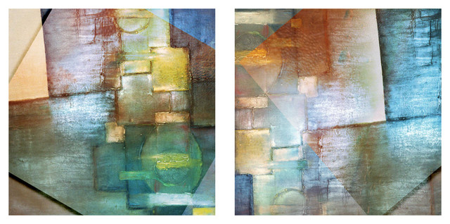 Abstract 2-Piece Canvas Wall Art Set, 16" Hx32" W - Contemporary ...