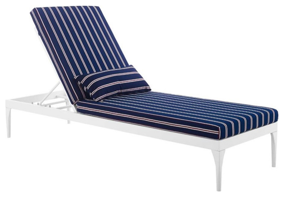 Modway Perspective Aluminum Patio Chaise Lounge Chair in White and ...