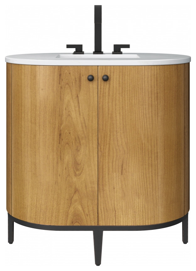 36 Inch Modern Rustic Oak Bathroom Vanity Carrara Marble, James Martin ...