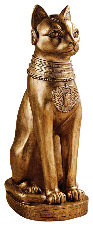 Golden Bastet of Ancient Egypt Statue - Eclectic - Garden Statues And ...