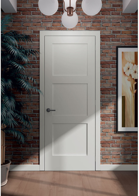 3 Panel Shaker Passage Door Primed, 24"x96"x1.375", 28" x 80" x 1.375 ...