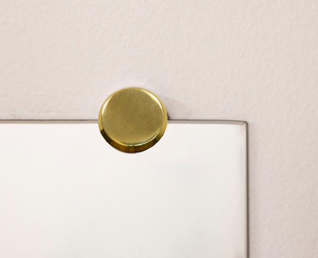 Modern Rustic Frameless Rectangular Mirror with Brass Round Clips ...