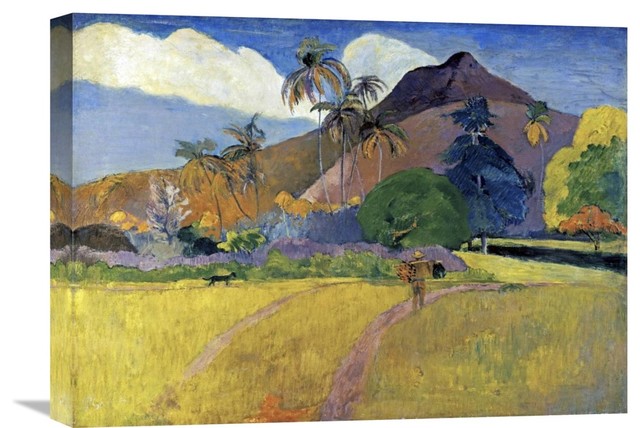 "Tahitian Landscape with a Mountain" Artwork, 16" x 11", 22" x 16.082 ...