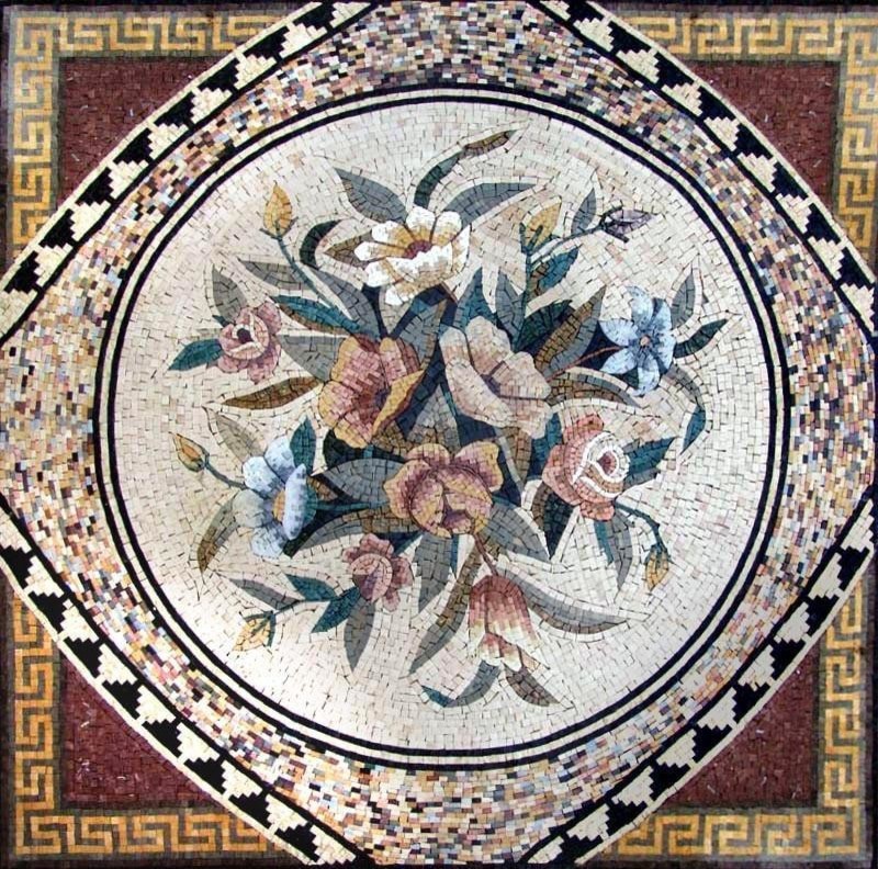 Mosaic Art, Geometric Bloom, 51" x 51" - Traditional - Tile Murals - by ...
