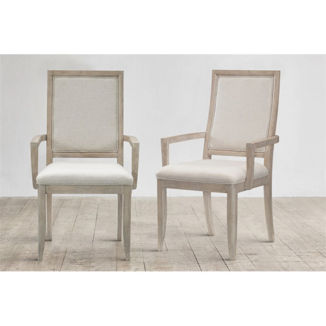 Lexicon Contemporary Wood Dining Room Arm Chair in Gray (Set of 2 ...