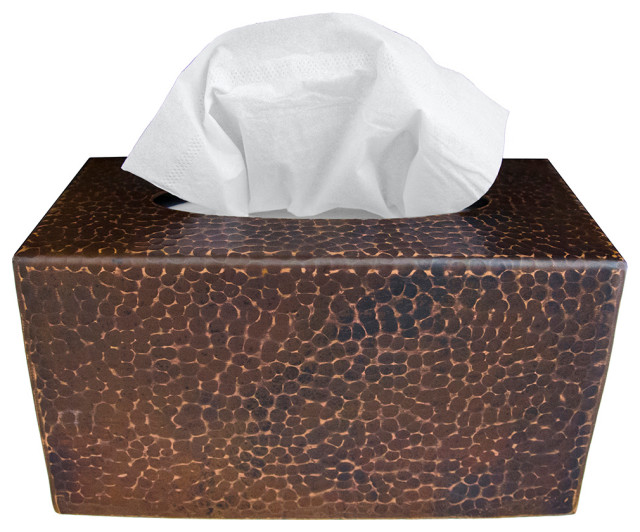 Large Hand Hammered Copper Tissue Box Cover - Traditional - Tissue Box ...