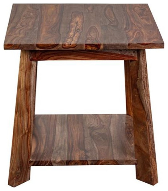 Porter Designs Kalispell Solid Sheesham Wood End Table - Harvest. - Rustic - Side Tables And End ...