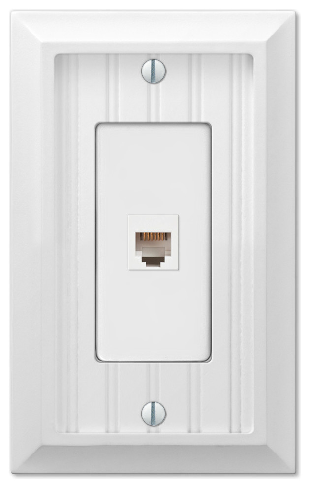 Cottage White Composite Wood Phone Jack Wall Plate - Traditional ...