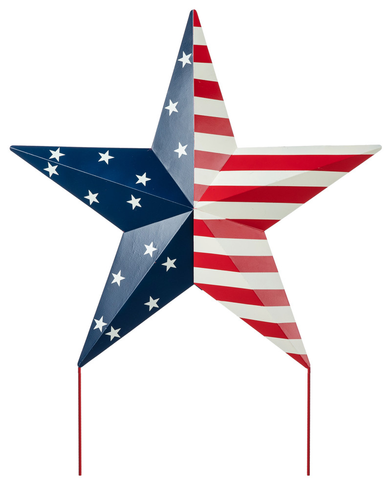 30.75"H Metal Patriotic Star Yard stake or Wall Decor - Contemporary ...
