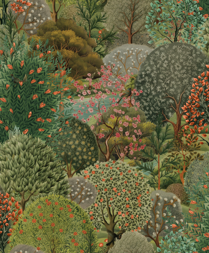 Enchanted Lush Landscape Tropical Printed Wallpaper 57 Sq. Ft., Double ...