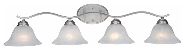 Hollyslope 4-Light Vanity Bar, Brushed nickel With Marbleized ...