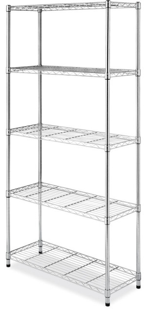 Supreme Large 5-Tier Shelving, 74-In. H x 48-In. W x 18-In. D, Chrome ...