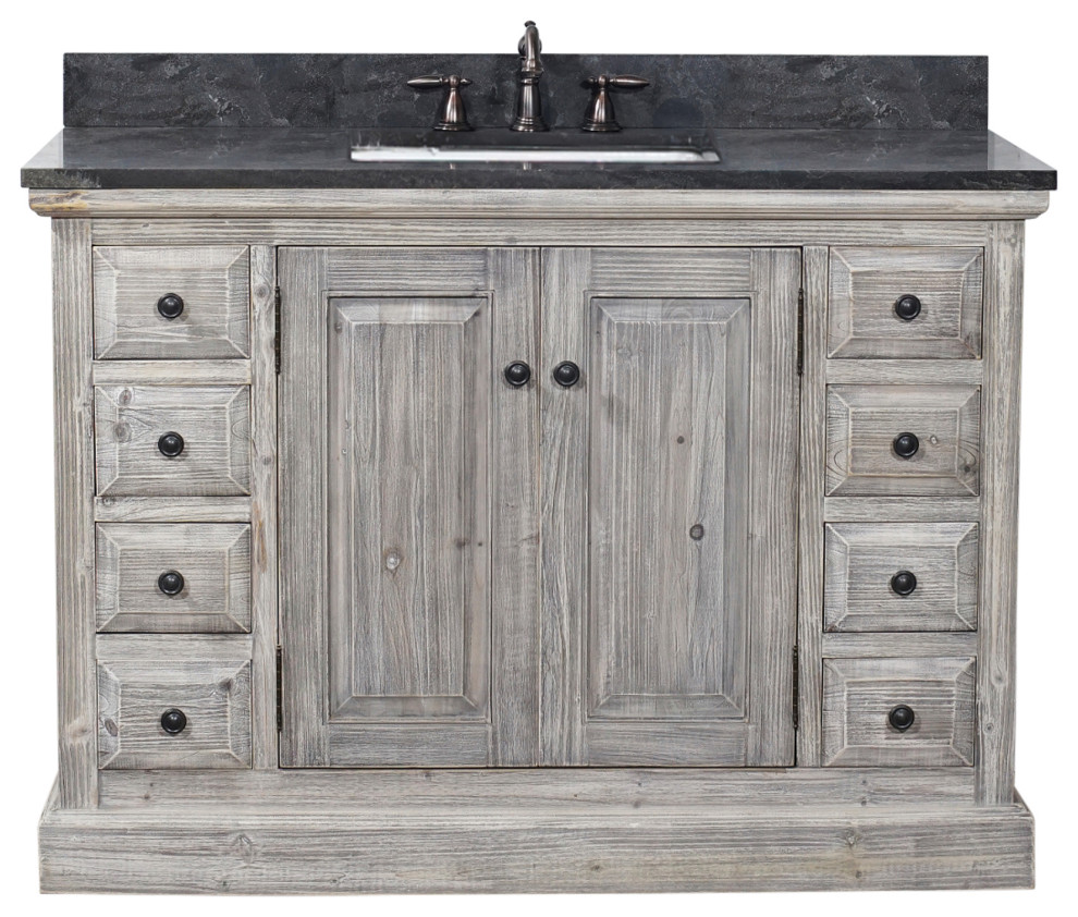 Rustic Sink Vanity With Rectangular Sink In Grey-Driftwood With ...