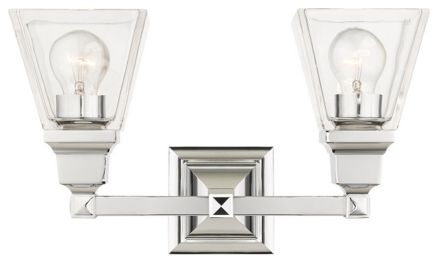 Mission Two Light Vanity, Polished Chrome - Transitional - Bathroom ...