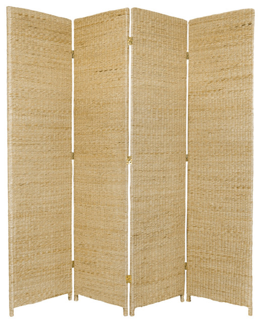 Classic Tall Room Divider, Wood Frame With 3 Panels & Woven Patterned ...