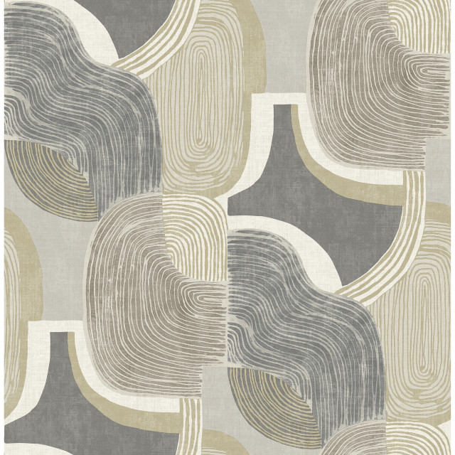Hollace Slate Geometric Wallpaper, Swatch - Contemporary - Wallpaper ...
