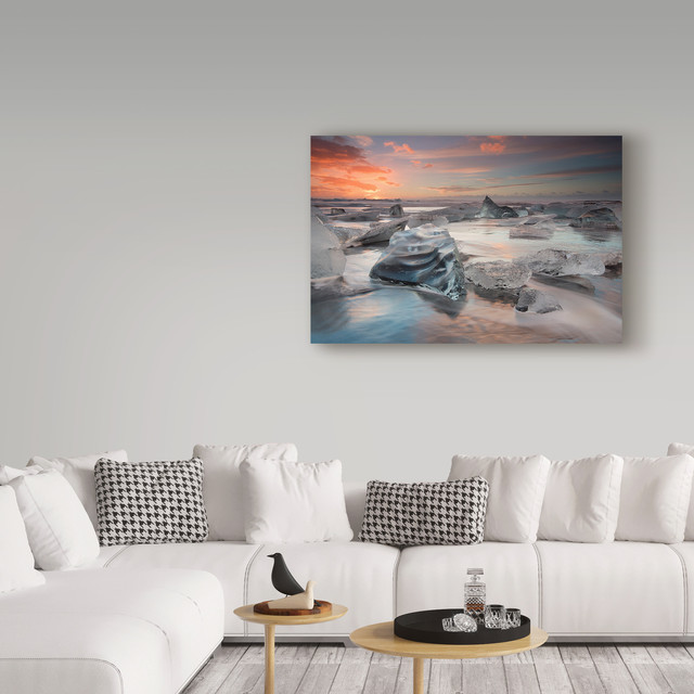 Massimo Baroni 'Glacial Lagoon Beach' Canvas Art, 32"x22" - Beach Style ...