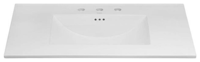 Ronbow 37 Single Bowl Rectangular Drop-In Bathroom Sink, 212237-WH ...