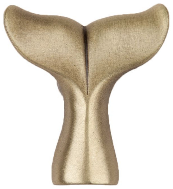 Whale Tail Cabinet Knob, Antique Brass - Beach Style - Cabinet And Drawer Knobs - by Acorn ...
