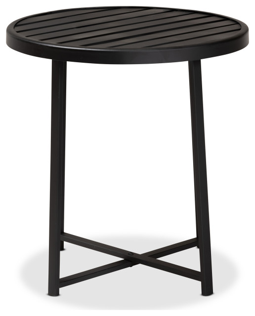 Sadiya Modern Industrial Black Finished Metal Outdoor Side Table ...