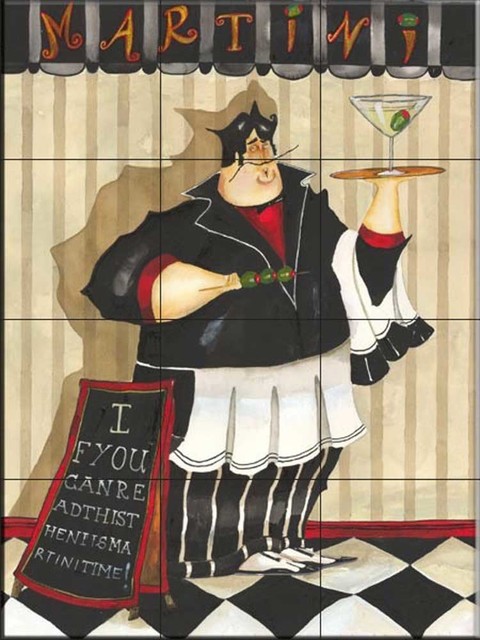 Tile Mural, Martini Chef by Jennifer Garant, 12.75" x 17" (12 Tiles ...