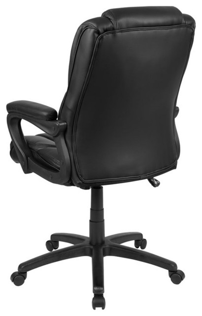 Pemberly Row Contemporary Big and Tall Ergonomic Leather Chair in Black ...