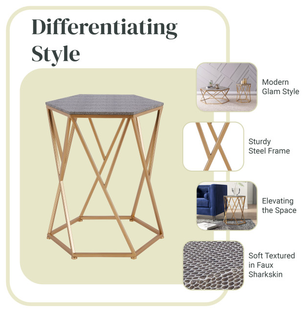 Cressa Faux Shagreen Table, End Table - Contemporary - Side Tables And ...