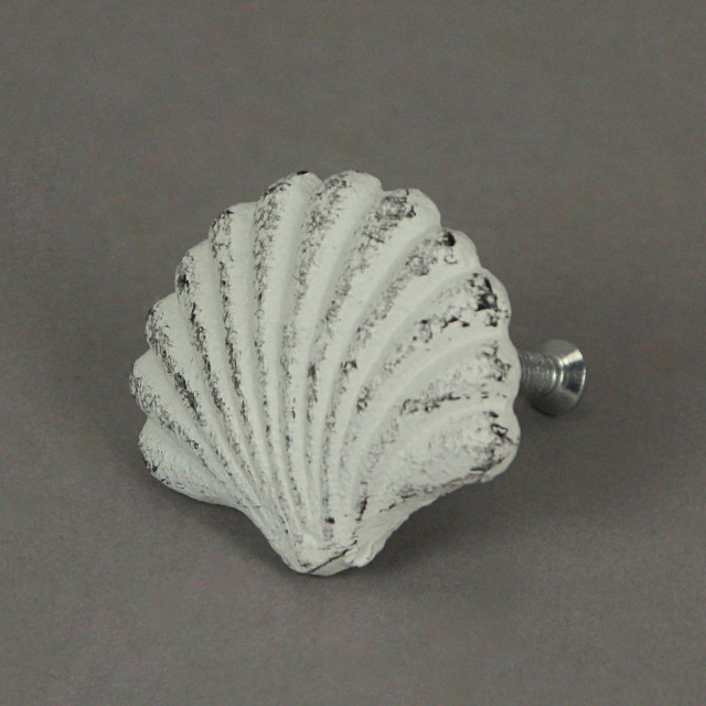 Set of 6 Cast Iron Scallop Sea Shell Drawer Pulls Nautical Cabinet ...