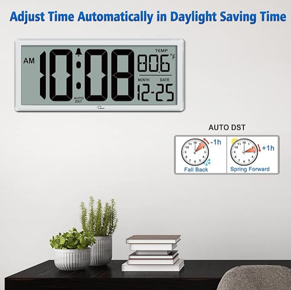 14.5" Large Digital Wall Clock Battery Operated with Jumbo Numbers ...