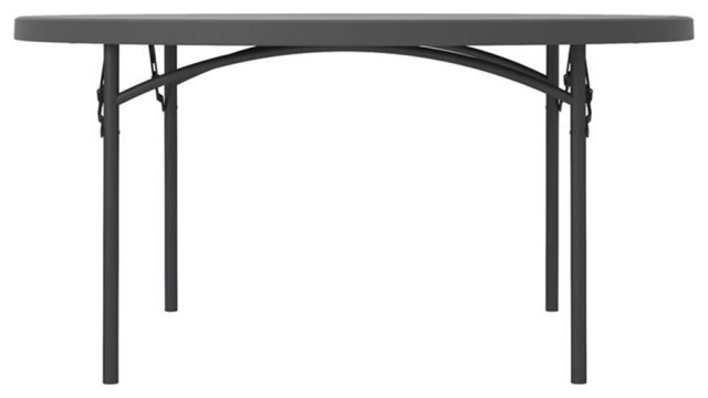 ZOWN Classic 60" Commercial Round Blow Folding Table in Gray - Folding ...