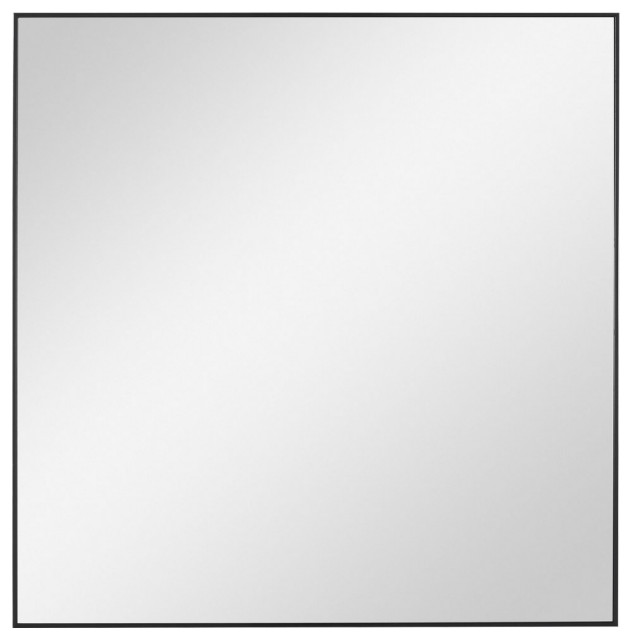 Modern Square Wall Decor Mirror in Matte Black Finish Simple Clean ...