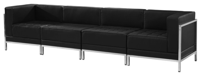 Black Leather Lounge Set, 4 PC - Contemporary - Sectional Sofas - by ...